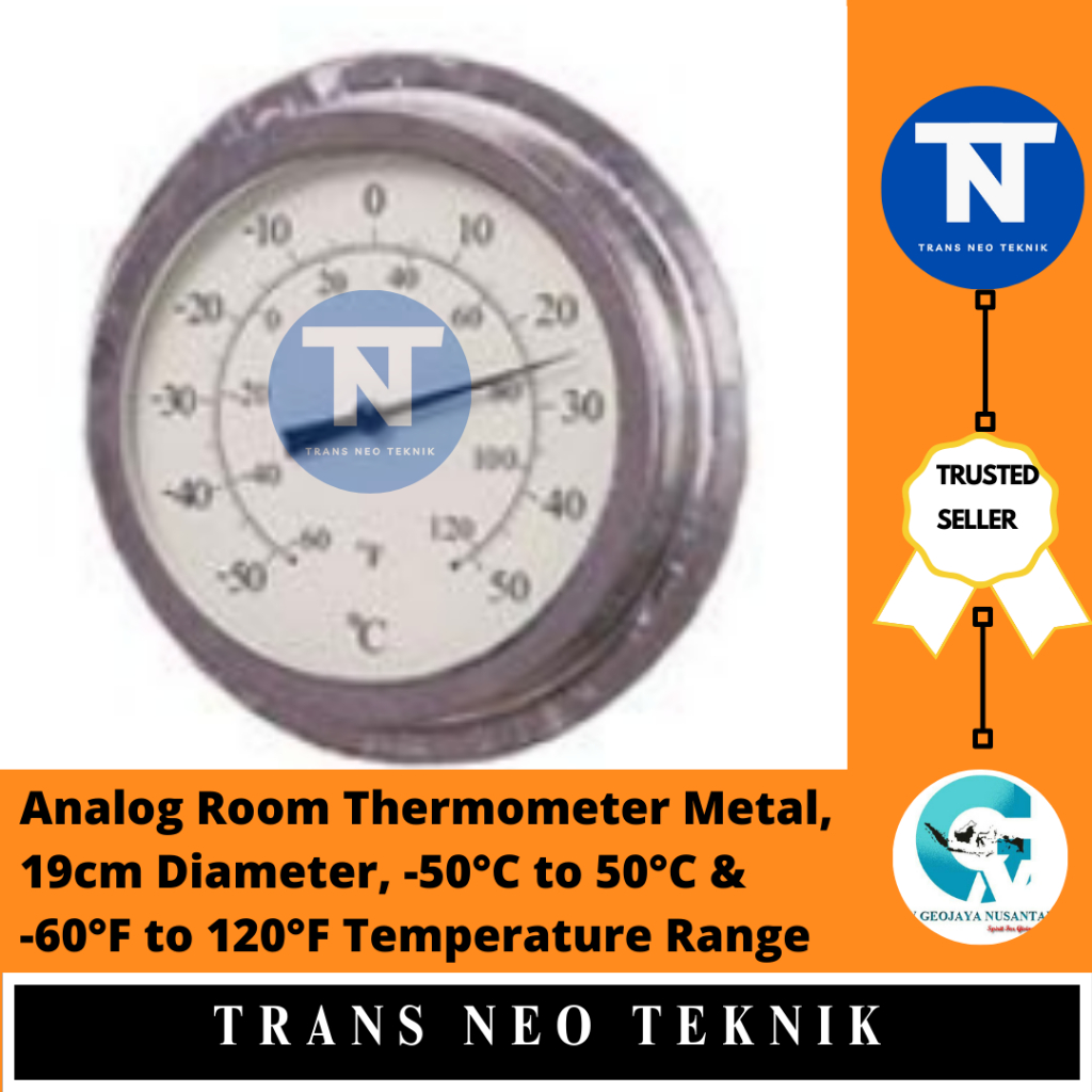 Jual Analog Room Thermometer Metal, 19cm Diameter, -50°C to 50°C & -60 ...