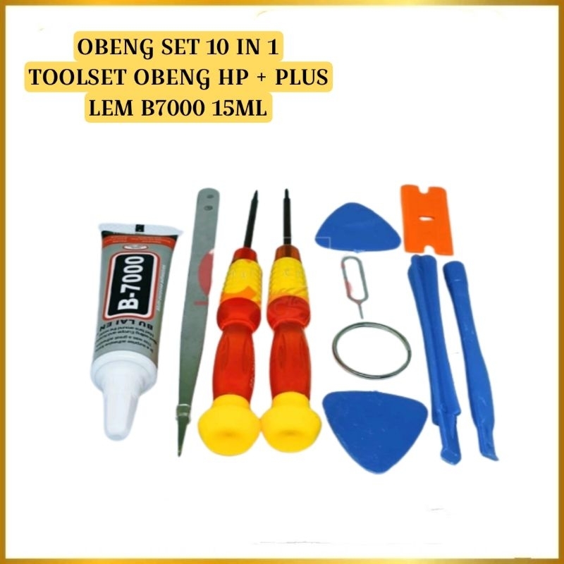 Jual alat tool servis OBENG SET 10 IN 1 TOOLSET OBENG HP + PLUS LEM ...
