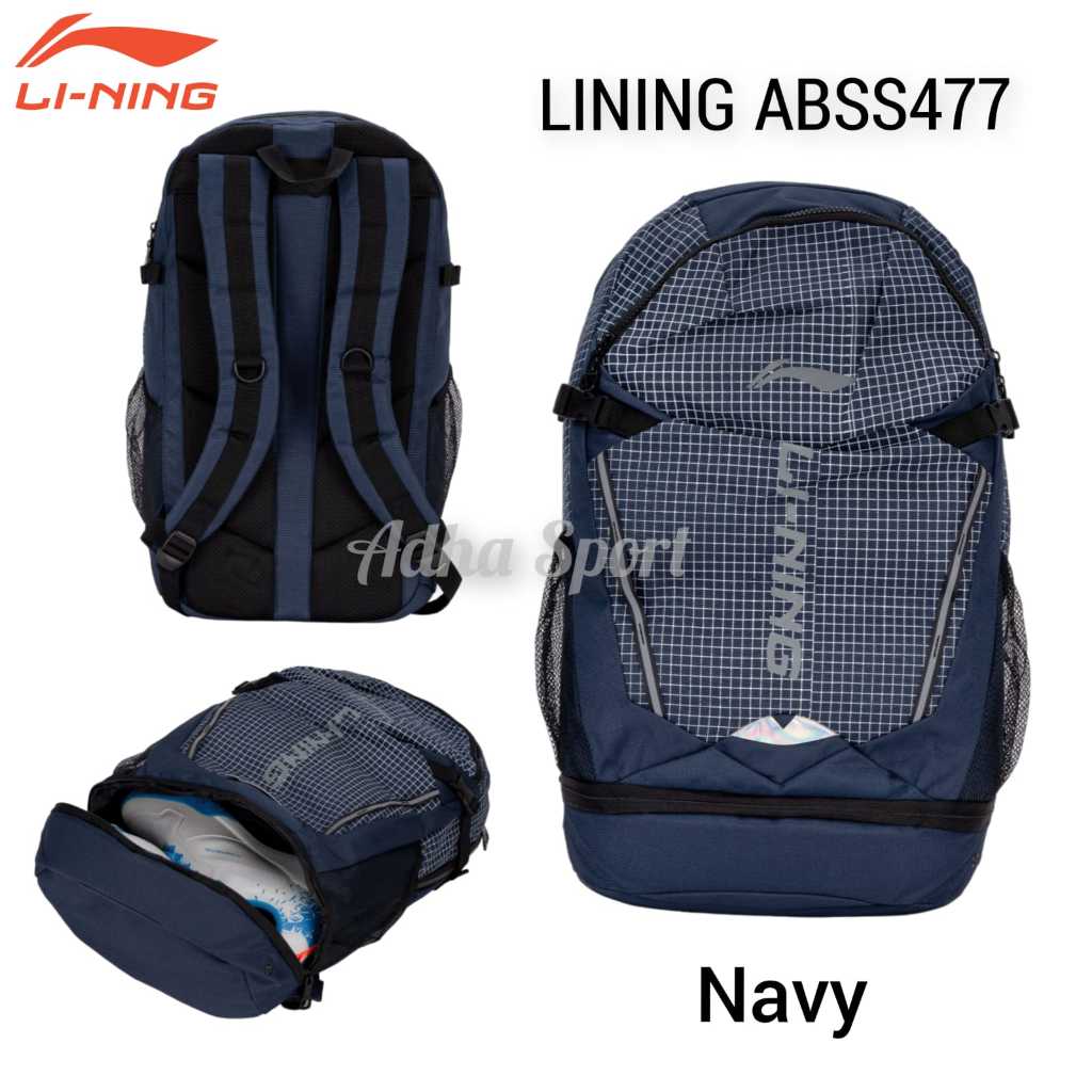 Jual Tas Ransel Badminton Lining ABSS477 / ABSS 477 Navy Backpack ...