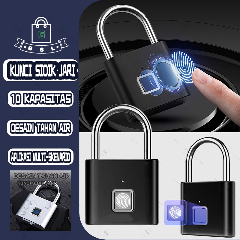 Jual Produk siap stok kunci gembok sidik jari Smart Fingerprint Padlock ...