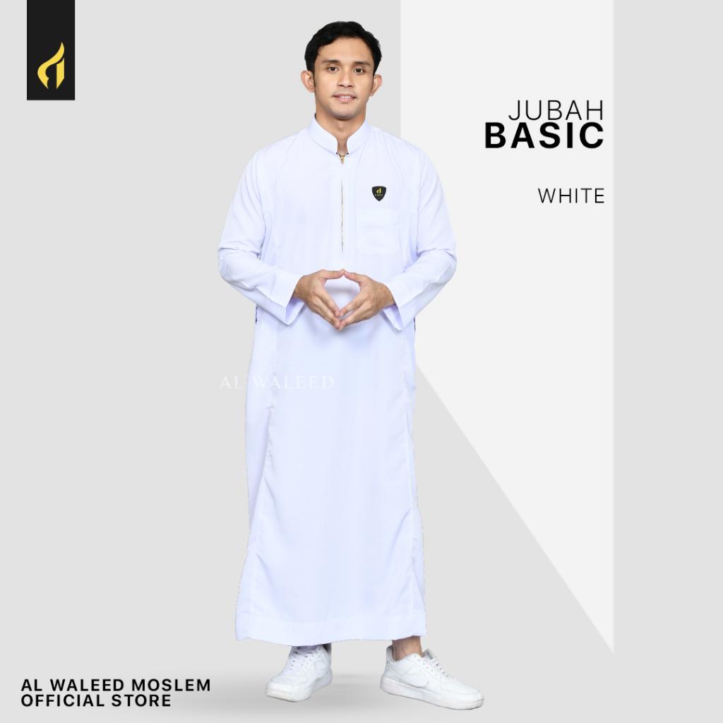 Jual Al waleed moslem jubah Kuffah lengan panjang oblong warna putih ...