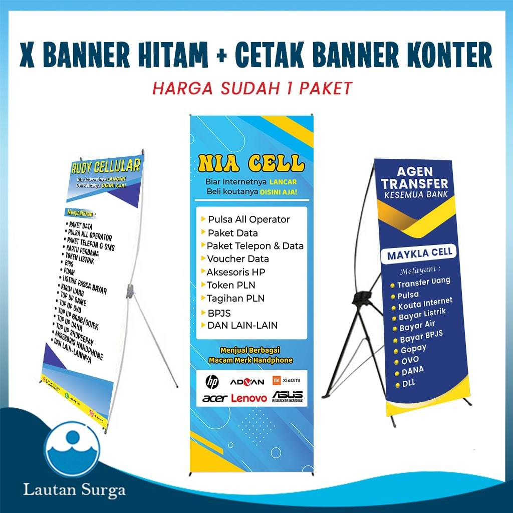 Jual Cetak Standing X Banner Hitam Konter, Print Spanduk Counter ...