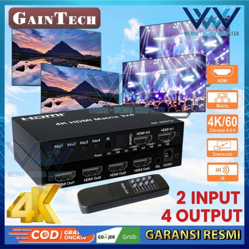 Jual HDMI Matrix Switch Splitter 2X4 2 IN 4 OUT SUPPORT 4K60HZ GAINTECH | Shopee Indonesia