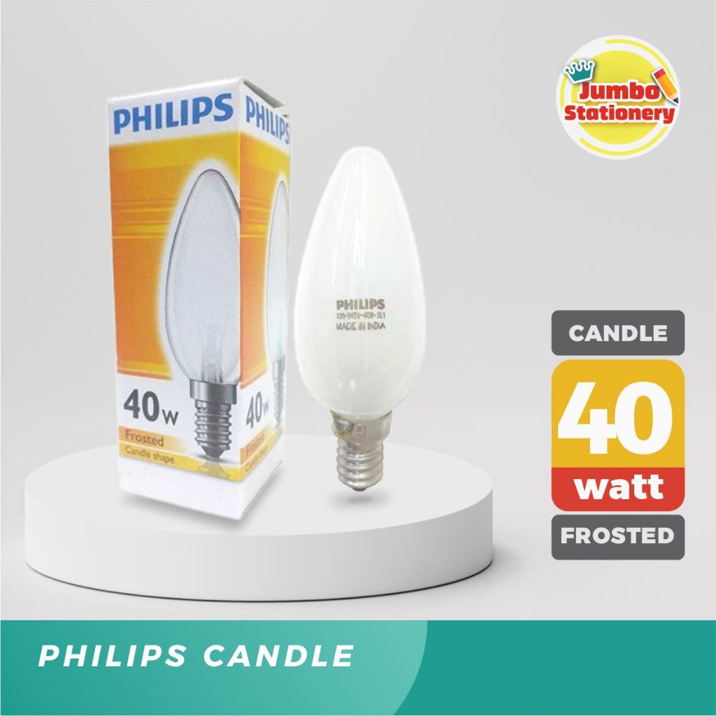 Jual Bohlam Lampu Mini Pijar Philips Candle 40W 40Watt 40 Watt Frosted ...