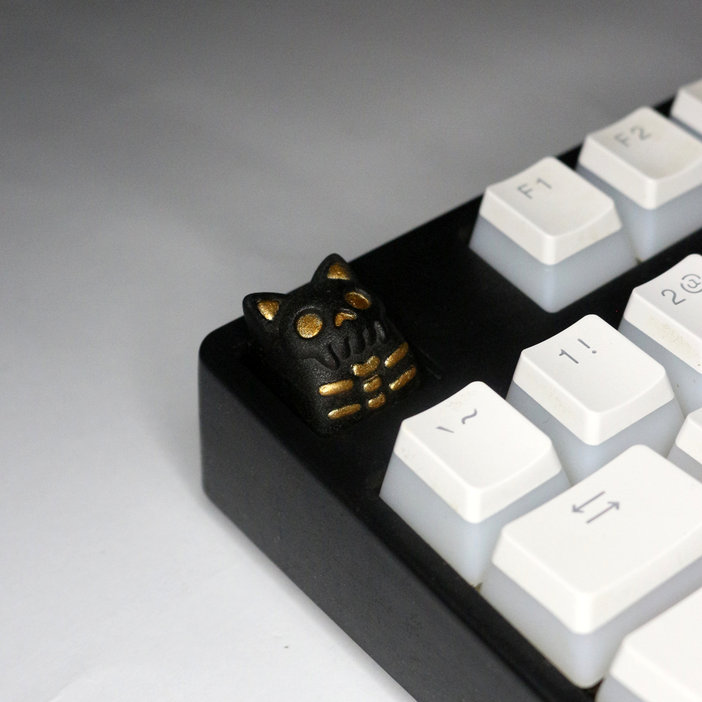 Jual Spooky Cat Black Gold Keycaps/Mechanical Keycaps/Resin Keycaps ...