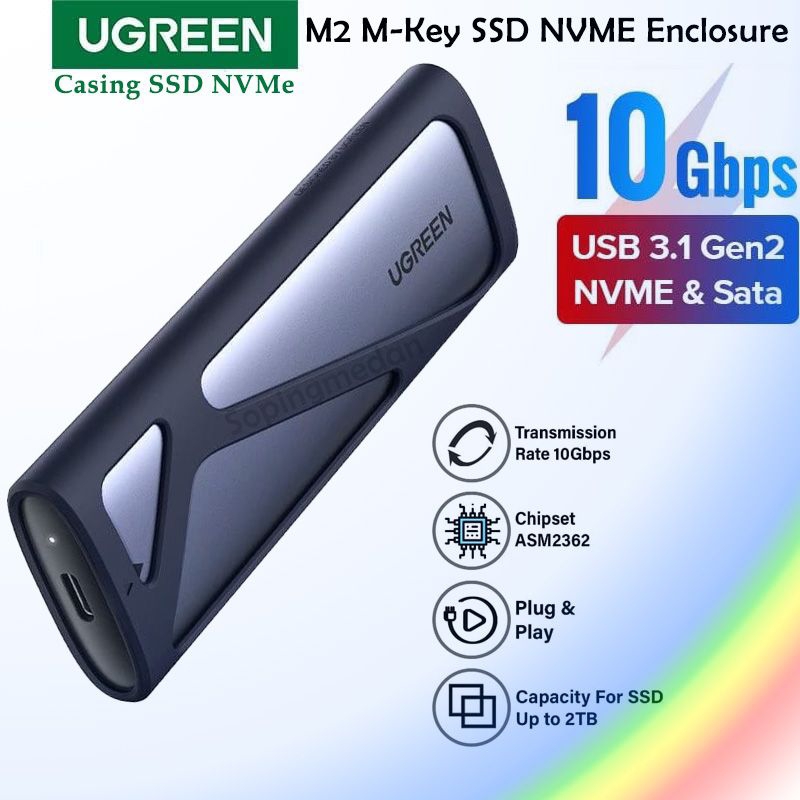 Jual Ugreen SSD NVME M2 M-Key Enclosure Up to 10Gbps Type C | Shopee ...