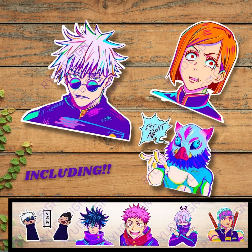 Jual Stiker Anime Gojo Satoru Jujutsu Kaisen Neon Wave Yuji Itadori ...