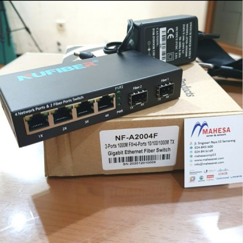 Jual NUFIBER FO SWITCH 2 PORT SFP FIBER OPTIC + 4 PORT 1000MB UTP NF ...