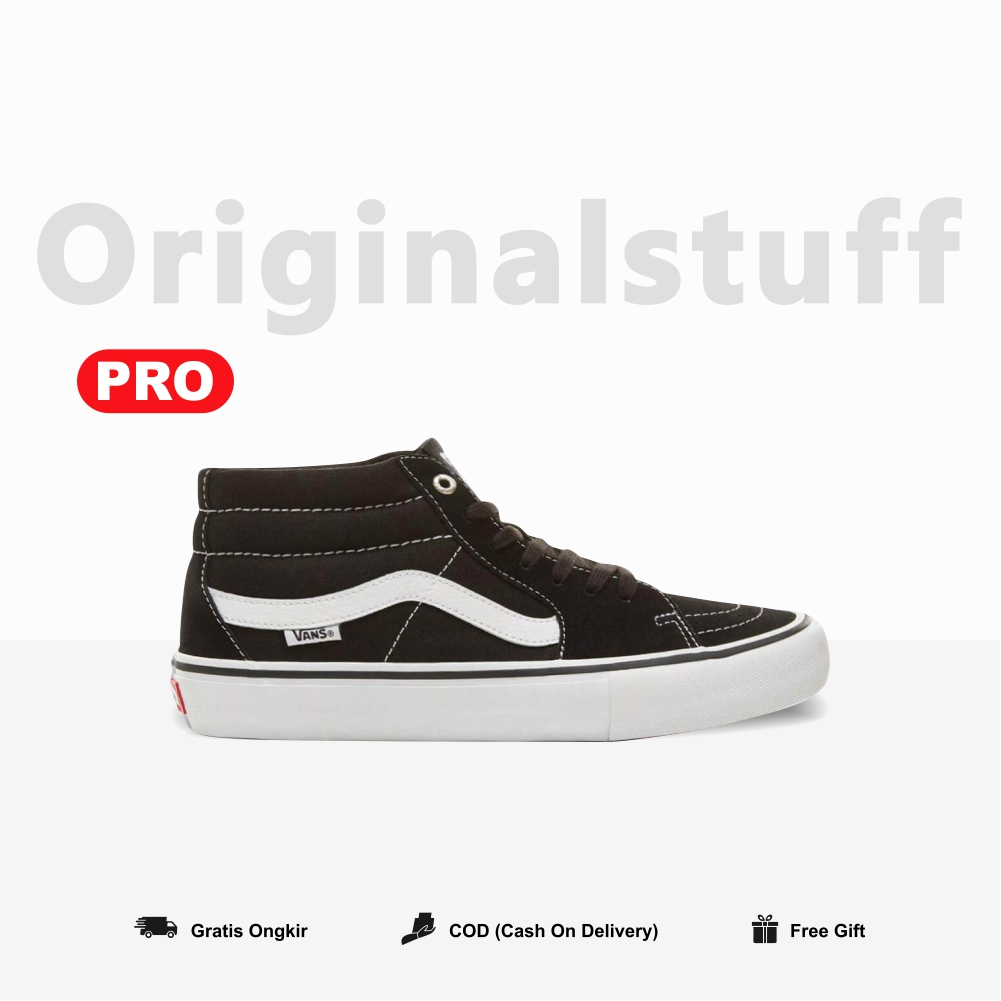 Jual SK8 Mid PRO Black White Pria Wanita Original 100% BNIBWT Ori ...