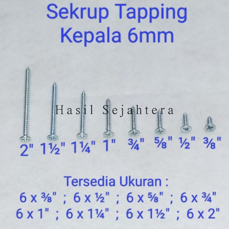 Jual Sekrup Skrup Tapping Screw JF Kayu Kepala 6 mm , Harga 1 Bungkus + - 100pcs | Shopee Indonesia