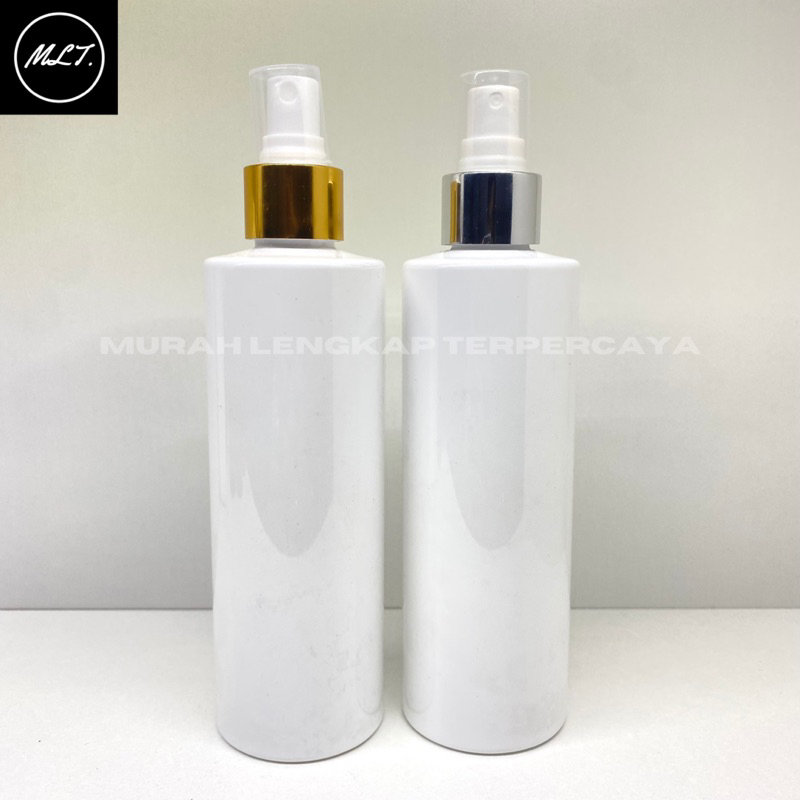 Jual BOTOL SPRAY RF 250ML PET PUTIH BODY RF 250 ML GOLD SILVER HALF CAP ...