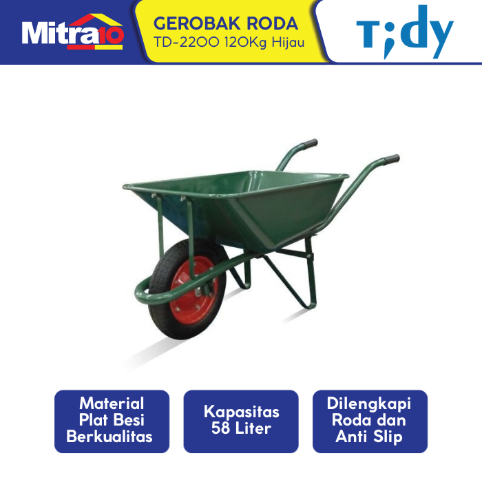 Jual Tidy Gerobak Roda Dorong TD-2200 Kapasitas 120 Kg Hijau | Shopee ...