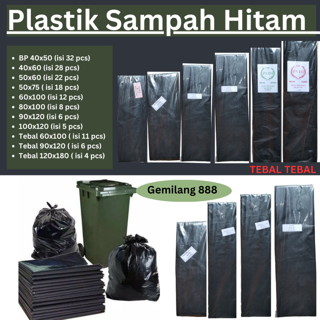 Jual HD sampah | Kantong Plastik Sampah Hitam - Trash Bag/Trashbag - Tempat Sampah Plastik ...