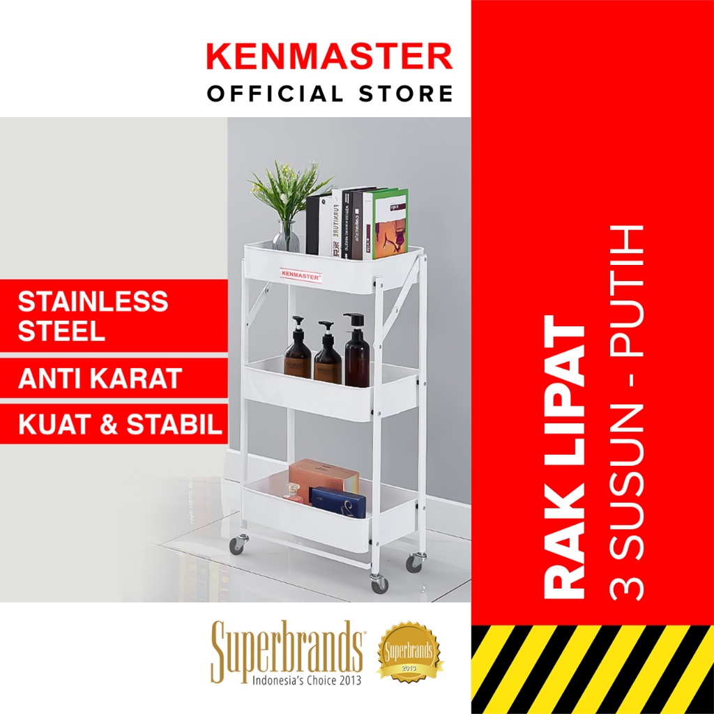 Jual Kenmaster Rak Lipat 3 Susun KM-BWP8 / Rak Dapur Roda Lipat - Putih ...