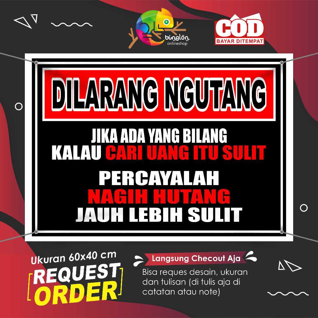 Jual Spanduk Banner Dilarang Ngutang, Spanduk Murah | Shopee Indonesia