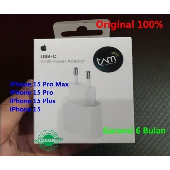 Jual Adapter Charger 20W USB-C iP 15 Plus Original ( TAM ) | Shopee ...