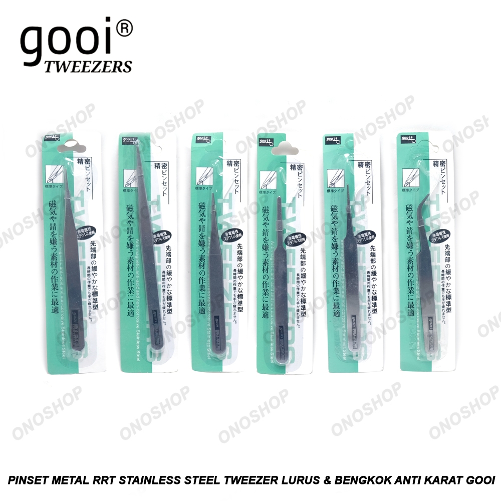 Jual Pinset Metal RRT Stainless Steel Tweezer Lurus Bengkok Anti Karat ...