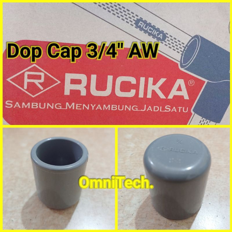 Jual Fitting Sambungan Pipa Paralon PVC Cap Dop Rucika AW 3/4" Tebal ...