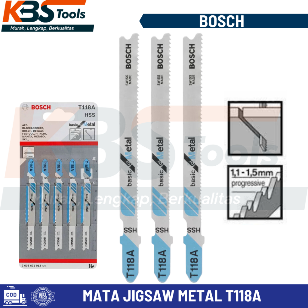 Jual Mata Gergaji Besi Jigsaw Bosch T118A Jig Saw Blade For Metal T 118 ...
