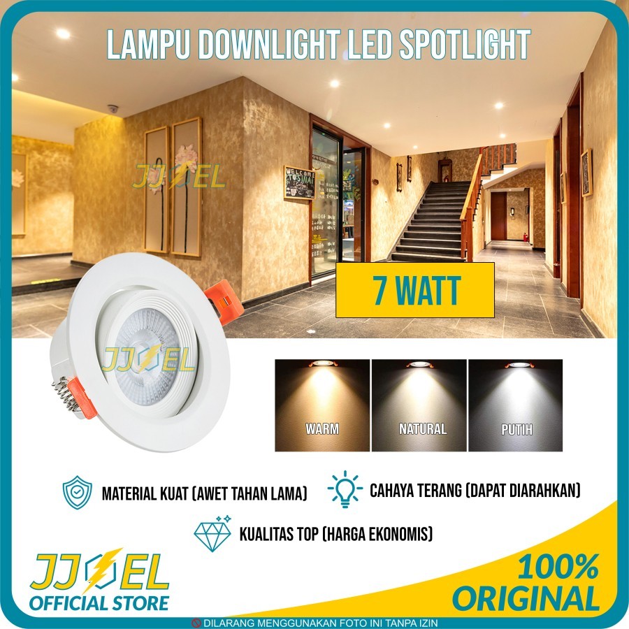 Jual Lampu Downlight Spotlight LED 7 Watt 7W Putih Kuning Warm White 220V | Shopee Indonesia