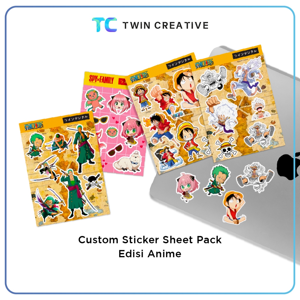 Jual Custom Sticker Sheet Pack Edisi Anime Label DIY Laptop HP - Cetak ...