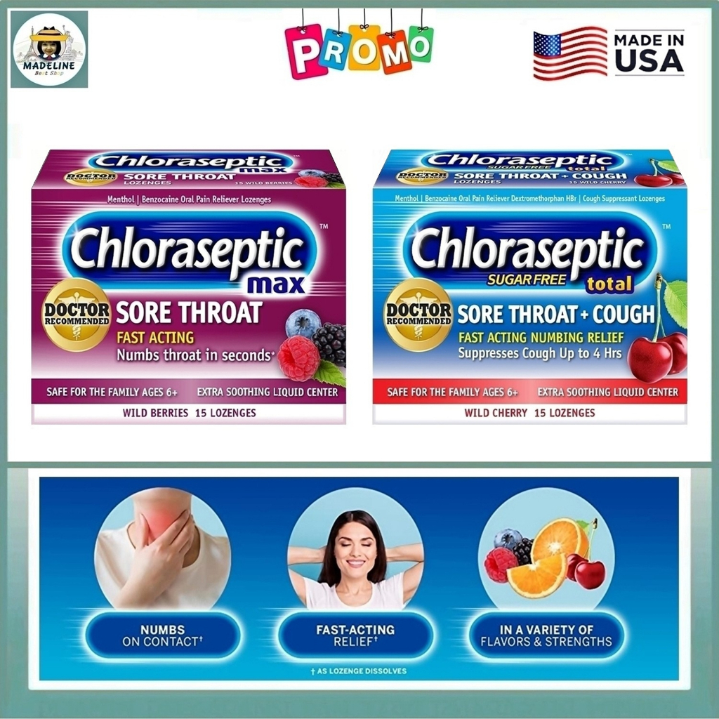 Jual Chloraseptic Max Sore Throat Lozenges - Permen Untuk Sakit ...