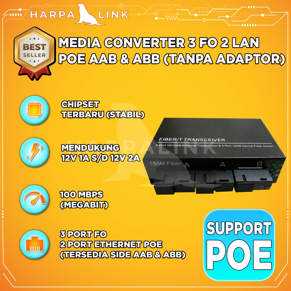 Jual Media Converter 3 FO 2 LAN 3 SC 2 RJ45 3F2E POE 10/100 Mbps Casing Switch Fiber Optic Optik ...