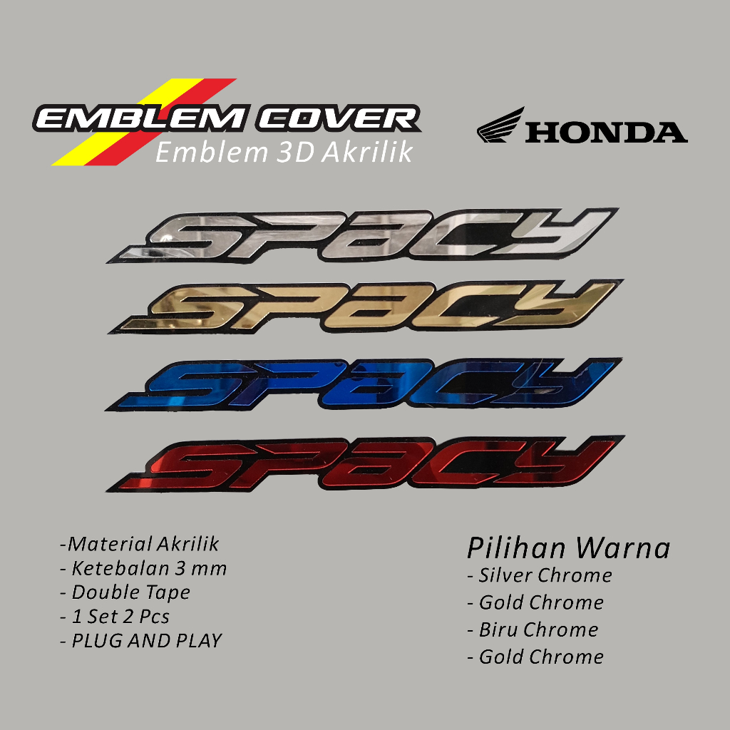 Jual EMBLEM HONDA SPACY LOGO TIMBUL 3D BUKAN STIKER GOLD , SILVER ...