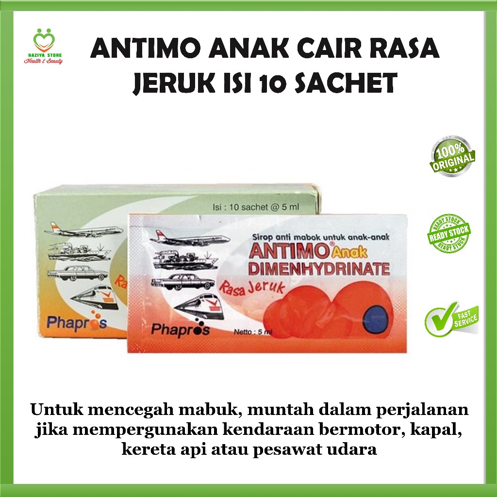 Jual ANTIMO Anak Rasa Jeruk 10 Sachet mengatasi mabuk perjalanan ...