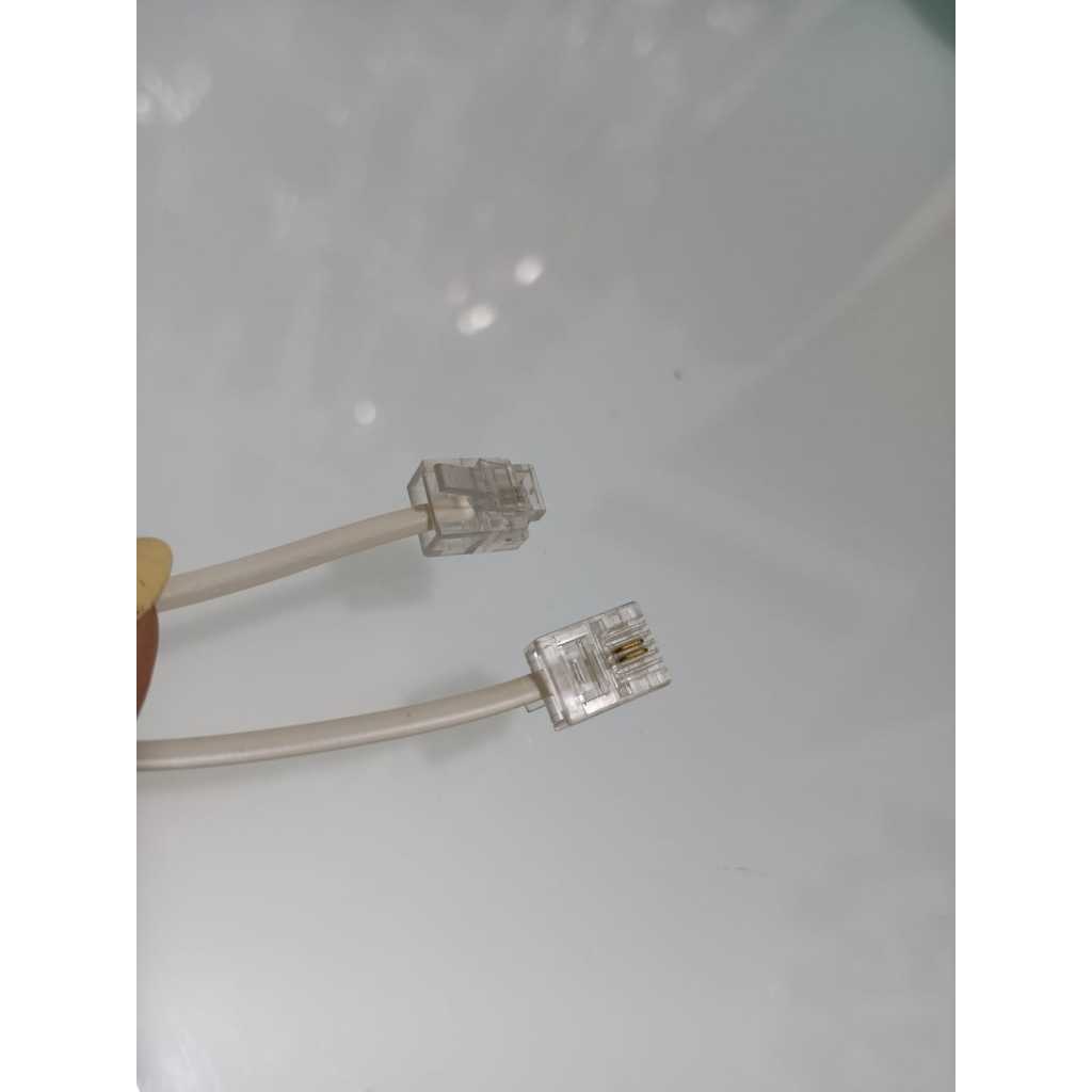 Jual kabel roset telepon telpon RJ45 RJ11 2 pin 1.17 meter | Shopee ...