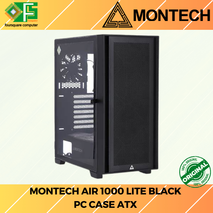 Jual Casing PC Montech AIR 1000 Lite Black + 3x High Airflow Fan | CPU ...