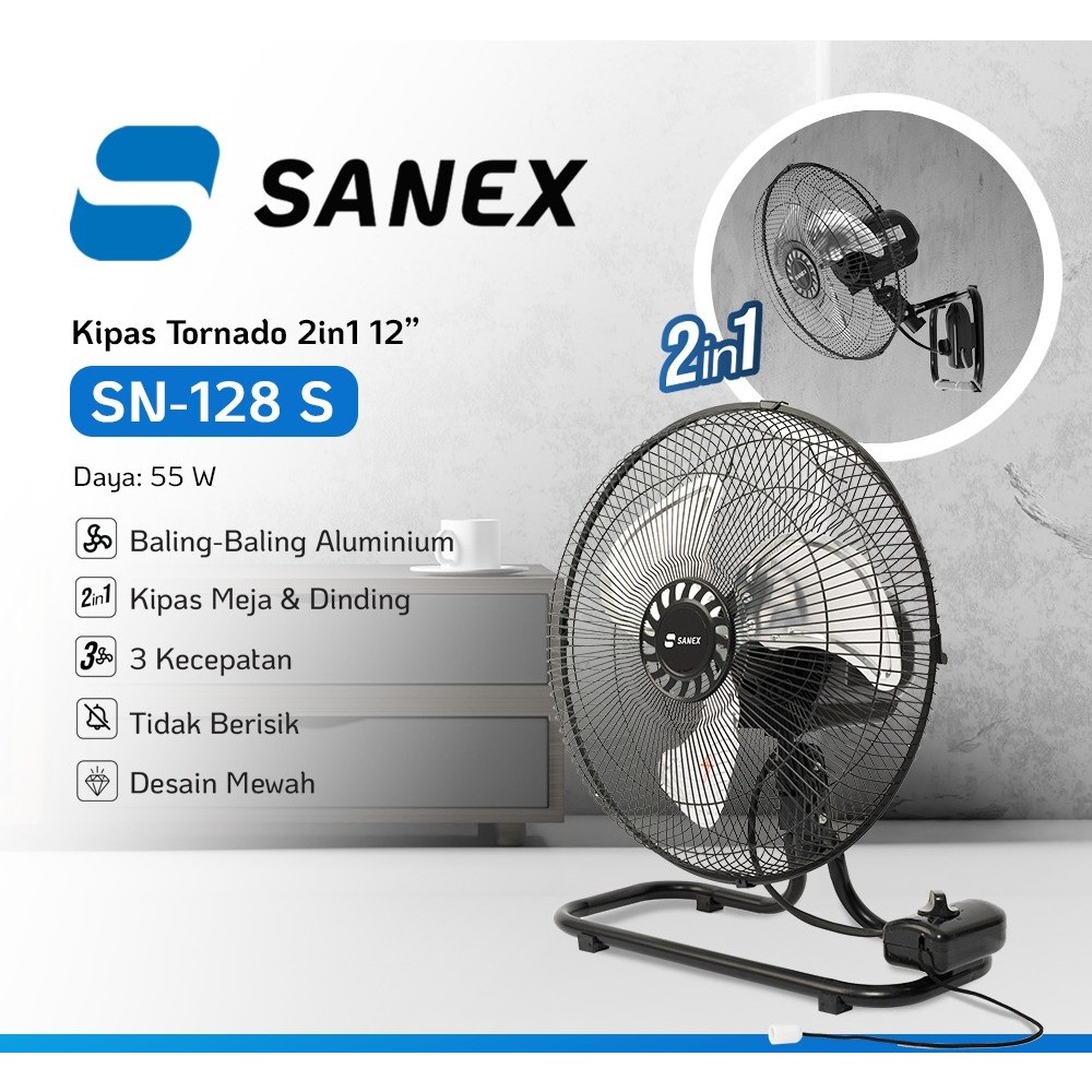 Jual Sanex Tornado wall Fan / Desk Fan 12 inch SN - 128 S bisa swing ...