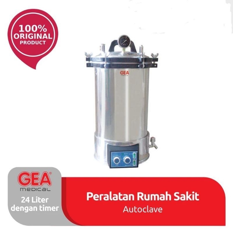 Jual Autoclave GEA 24 Liter Timer Alat Sterilizer Laboratorium | Shopee ...