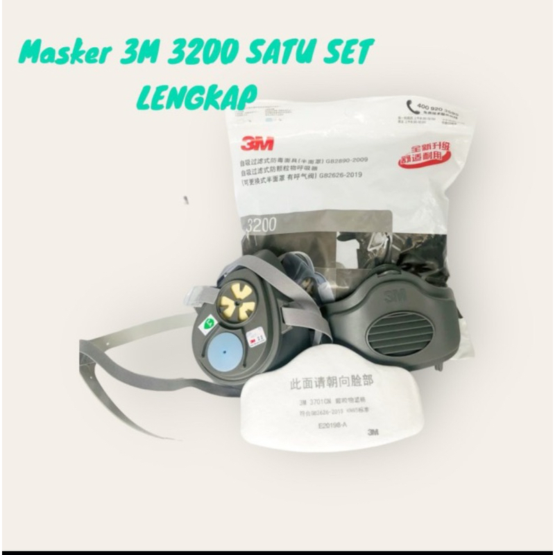 Jual MASKER 3M 3200 SET HALF FACE MASK RESPIRATOR SINGLE CARTRIDGE FULL ...