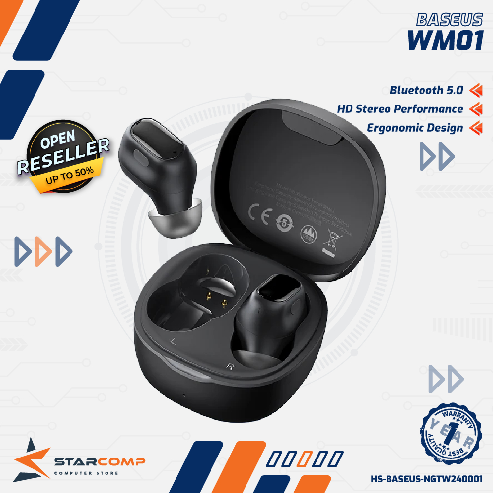 Jual Baseus WM01 TWS True Wireless Earphones Earbuds - Baseus Bowie ...