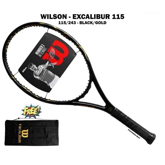 Jual Raket Tenis Wilson Excalibur 115 Original - Black / Gold | Shopee ...