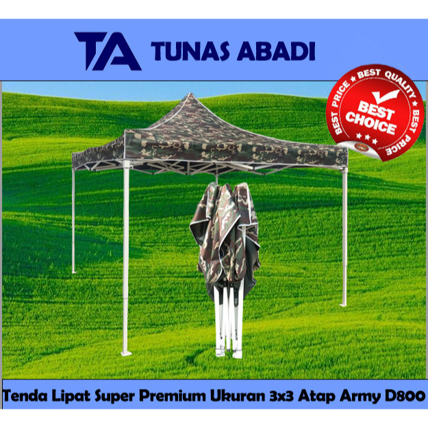Jual Tenda Lipat Super Premium 3x3 (1,4mm) + Atap Army D800 Tebal ...