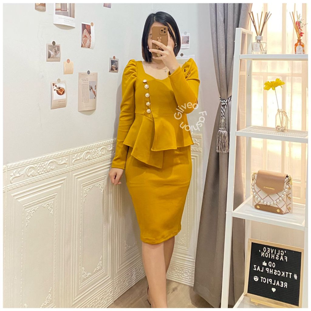 Jual GLIVEO (COD) - QUEEN SETELAN ROK SPAN ELEGANT SCUBA PREMIUM / GAUN ...