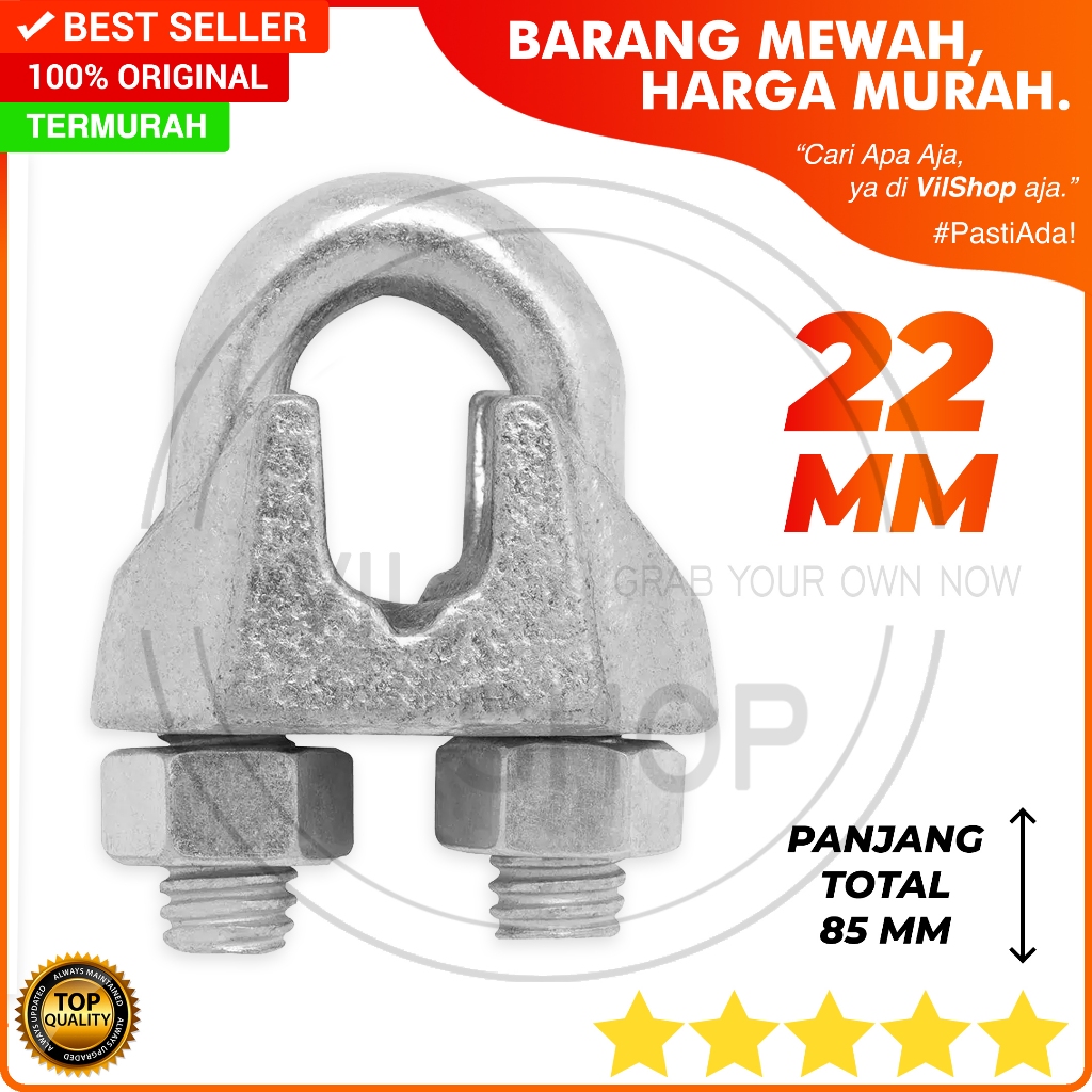 Jual KLEM SELING BAJA 22MM 22 MM 7/8" 7/8 INCH / KLEM SLING KLEM TALI ...