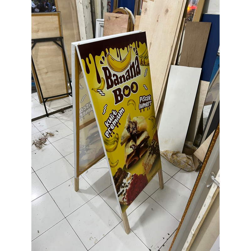 Jual Rangka+banner 50x100cm Papan iklan segitiga lipat 2muka | Shopee ...