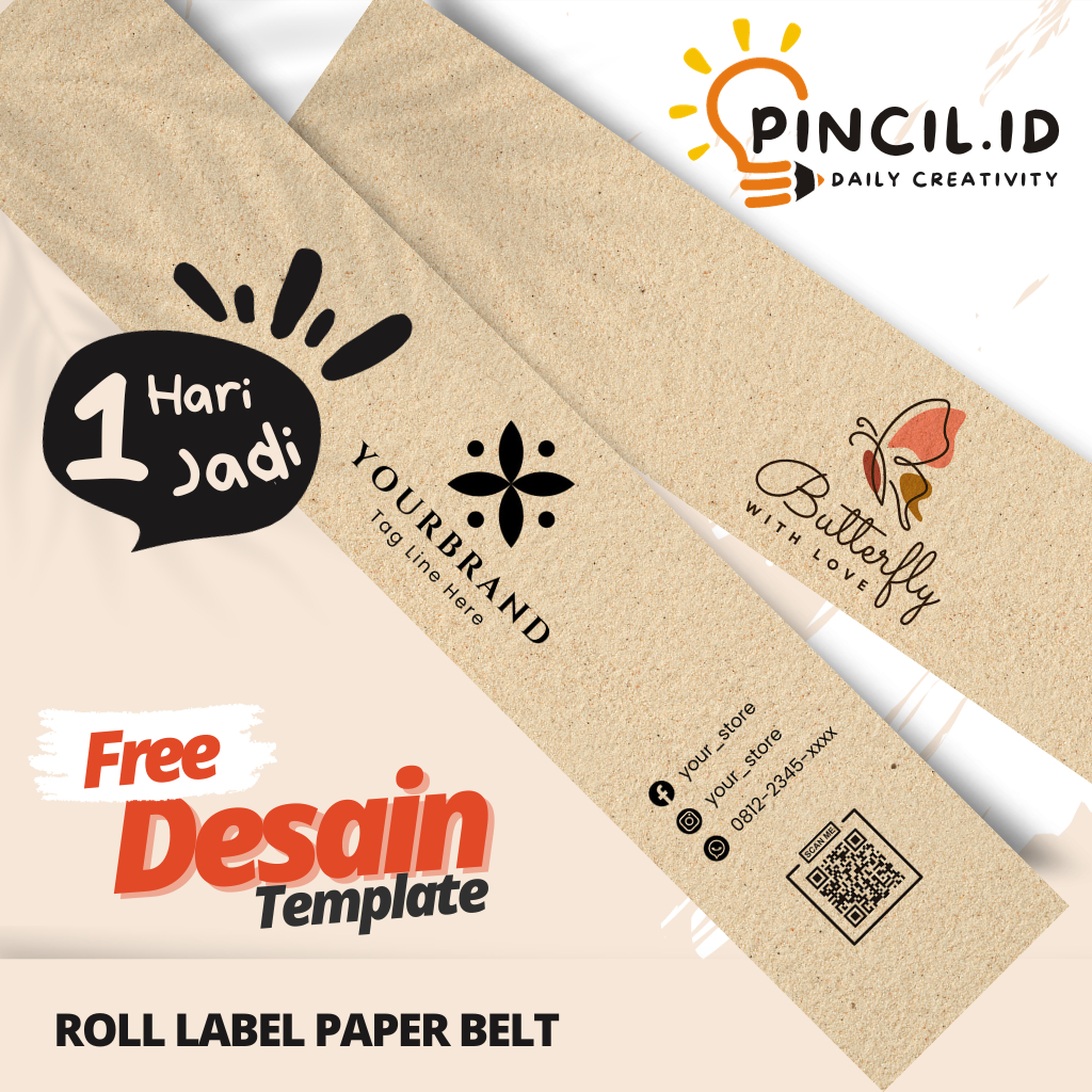 Jual Roll Label Kertas Kraft Coklat Paper Belt Tinta Hitam Gratis ...
