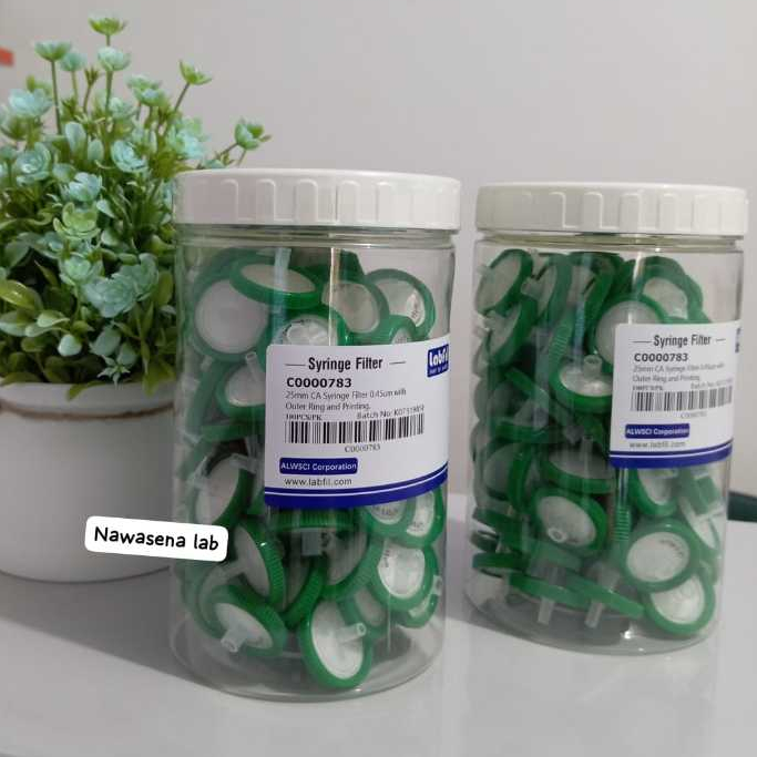 Jual LABFIL Syringe Filter CA 25mm 0,45um With Outer Ring and Printing ...