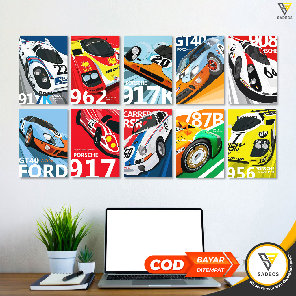 Jual SADECS - Poster Kayu Kanvas MOBIL BALAP Pajangan Hiasan Dinding ...