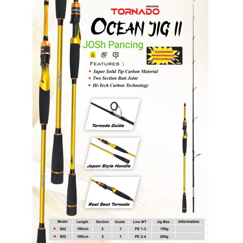 Jual Joran jigging Tornado Ocean Jig II 180 cm PE 1-3 2-4 Garansi free ...