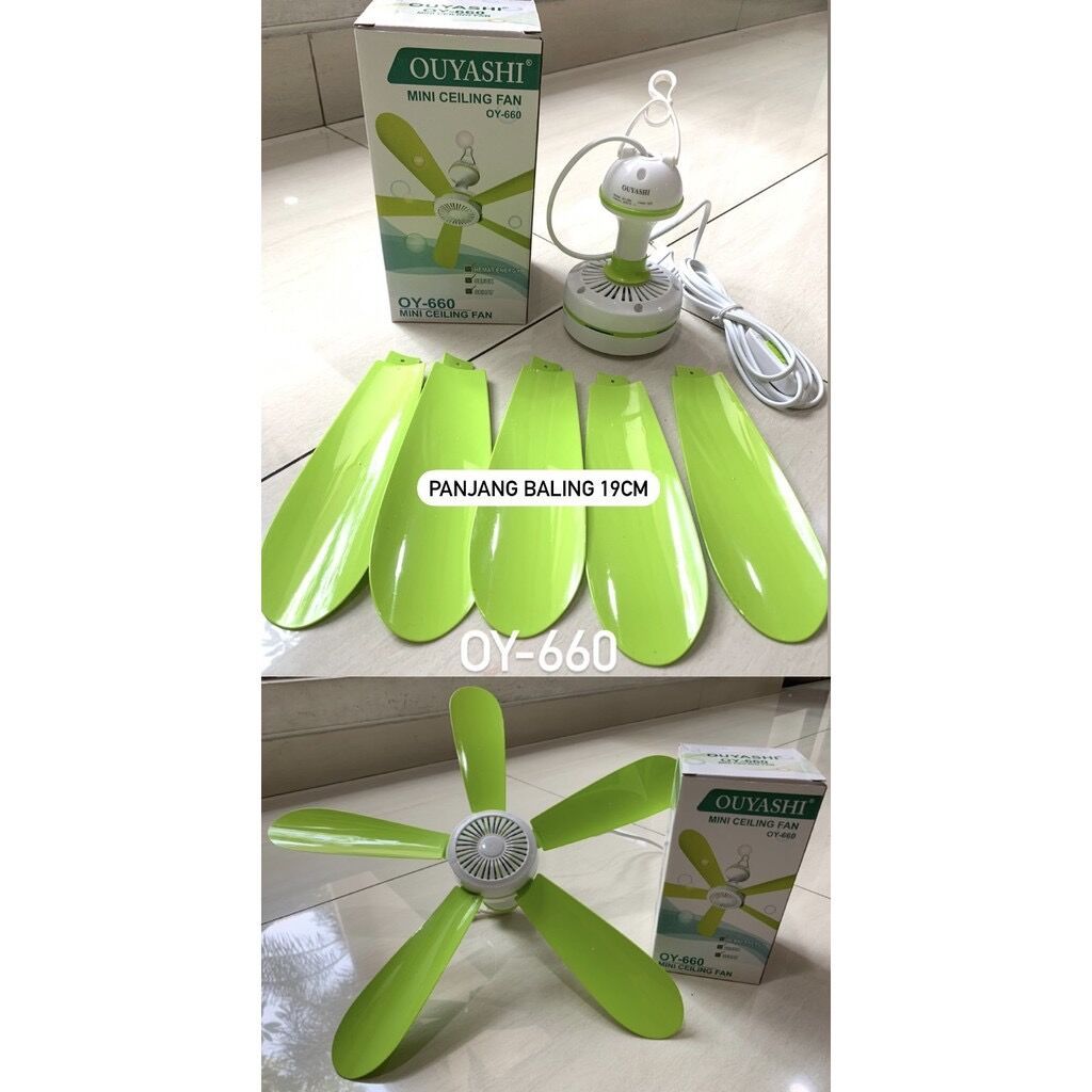 Jual Kipas angin gantung Ouyashi tipe OY-660 warna hijau , baling ...