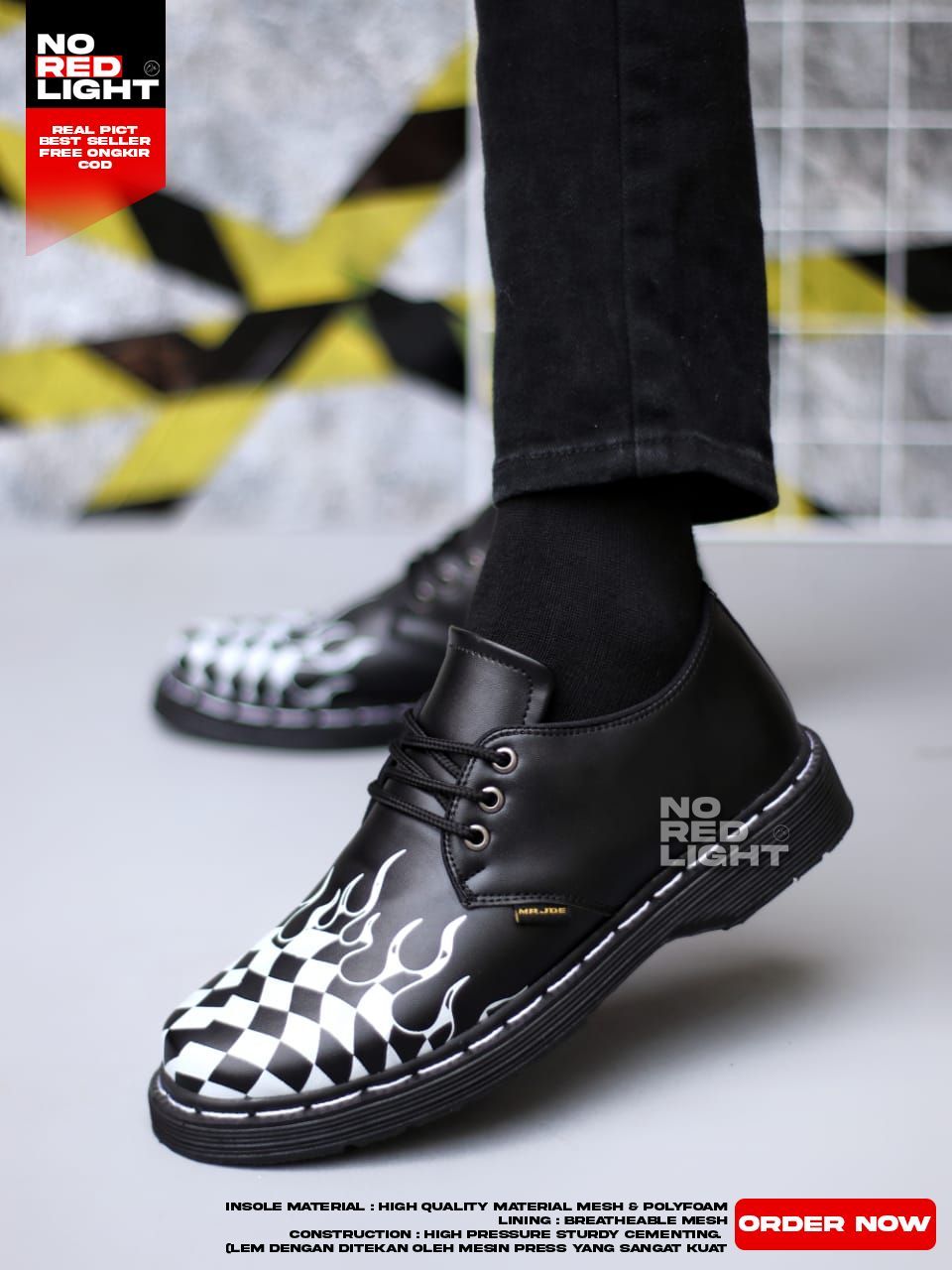 Jual Sepatu Pantofel Formal Casual Hitam Docmart Pria FIRE CHECKERBOARD ...