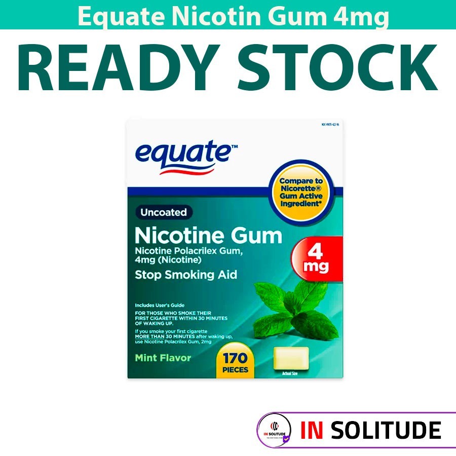 Jual Equate Nicotine Gum Mint Flavor 4 mg 10 PCS Uncoated Permen ...