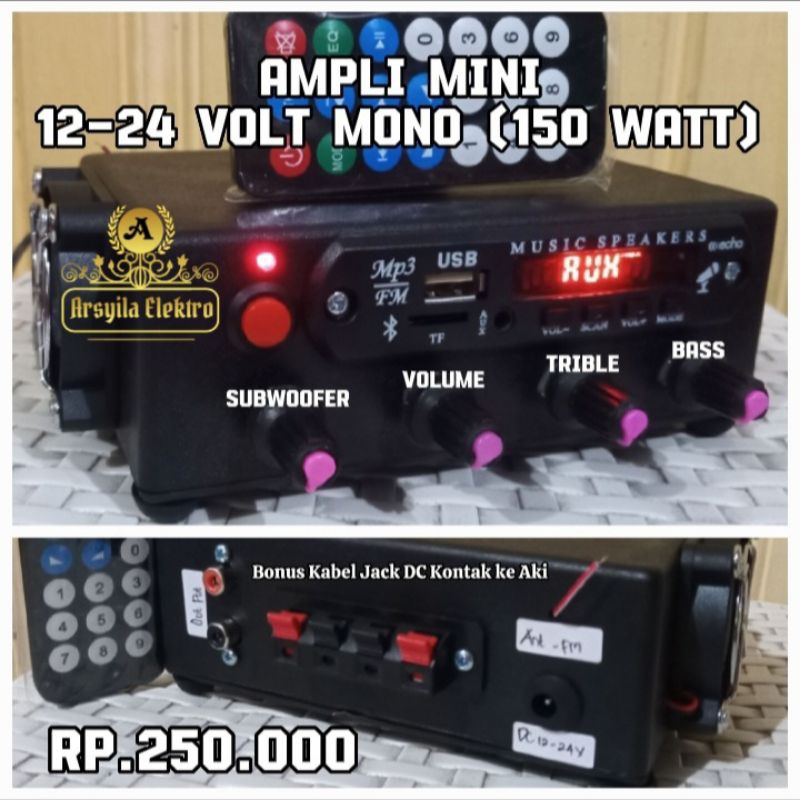 Jual POWER AMPLIFIER / AMPLI MINI 12 - 24 VOLT MONO (150 WATT ...
