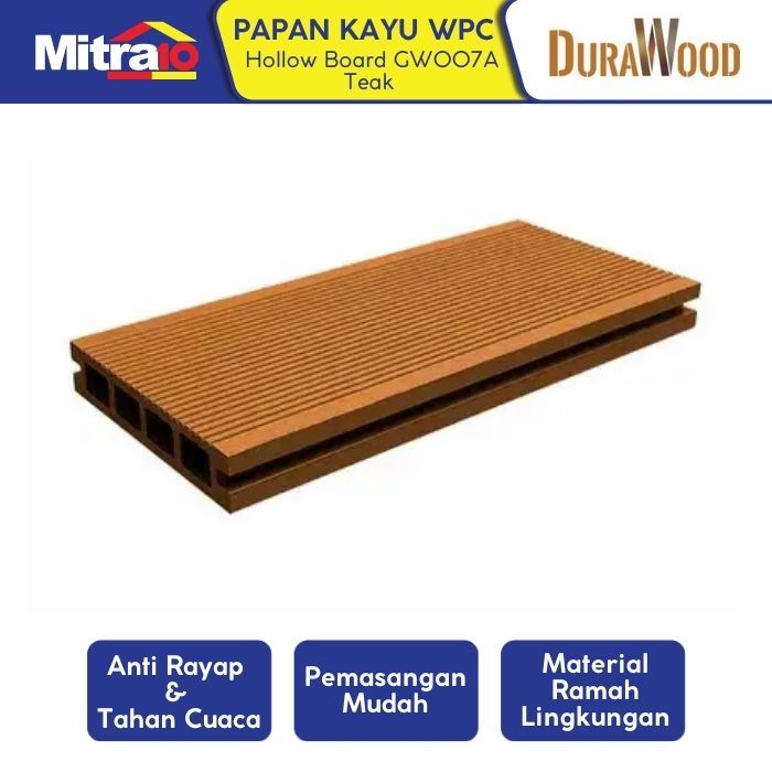 Jual Durawood Papan Kayu Wpc Hollow Board GW007A Teak 240x13.5x2.5 Cm ...
