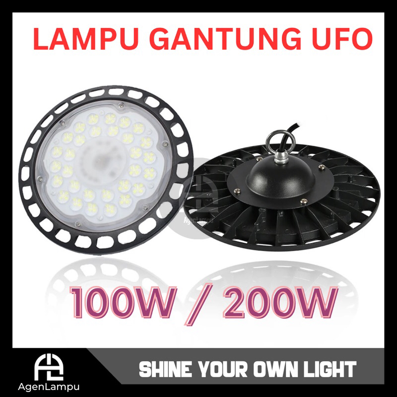 Jual LAMPU LED HIGHBAY UFO 100 WATT / 200 WATT LAMPU GANTUNG INDUSTRI PABRIK | Shopee Indonesia